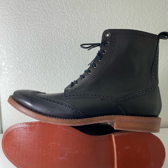JD Fisk | Shoes | New Jd Fisk Leather Wingtip Brogue Boots Lace Up ...